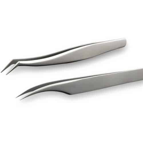 2 Pairs Tweezers Set (1 Pair x Straight Tweezers + 1 Pair x L Angled ...